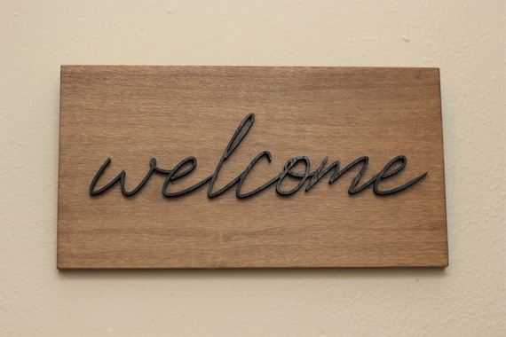 Wooden Welcome Sign Small Wood Word Sign Housewarming Gift - Etsy