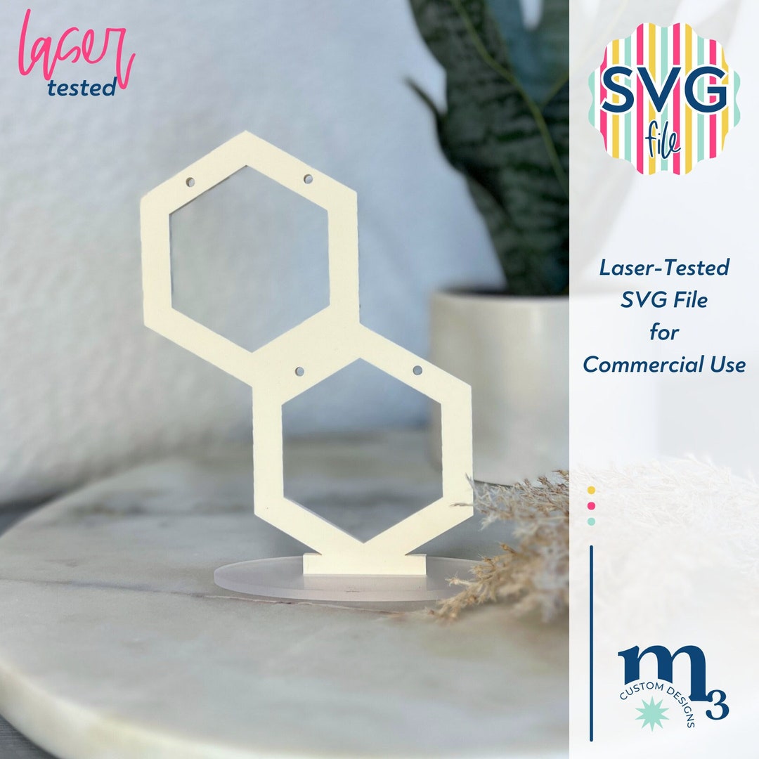 SVG Hexagon Earring Stand File | Laser-ready SVG File | Earring ...