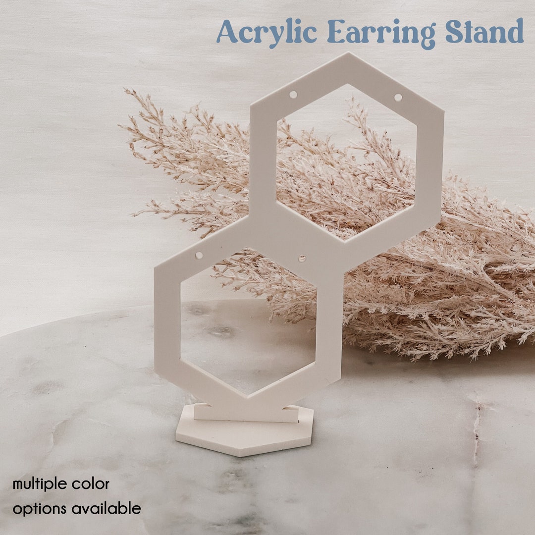 Matte Acrylic Hexagon Earring Display Stand | Boutique Jewelry Display ...