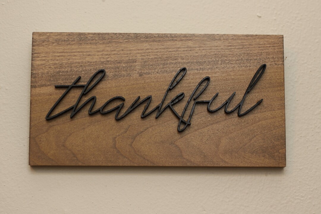 Wooden Thankful Sign | Farmhouse Thankful Sign | Small Wood Word ...