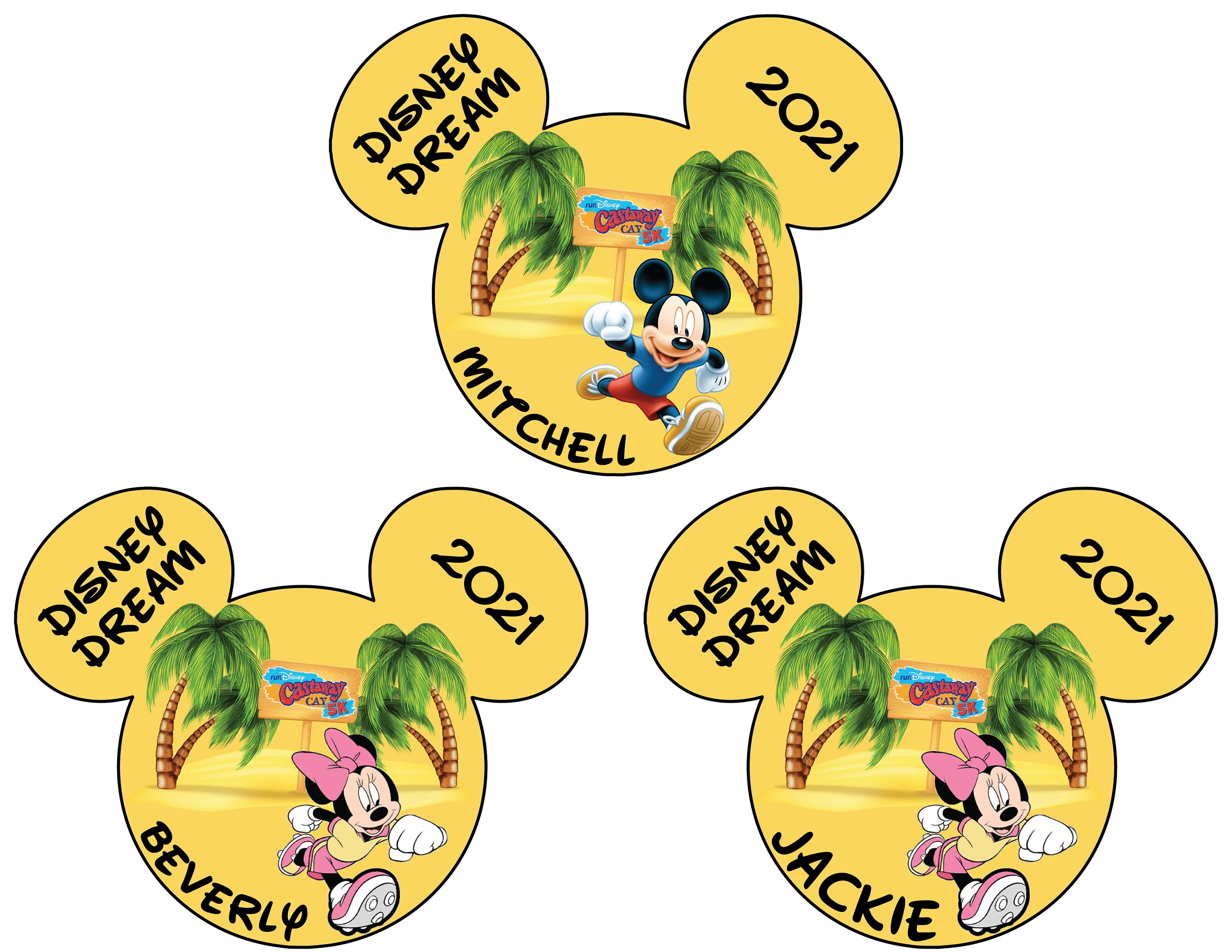 Castaway Cay 5K Mickey Mouse or Minnie Mouse Yellow Background - Etsy