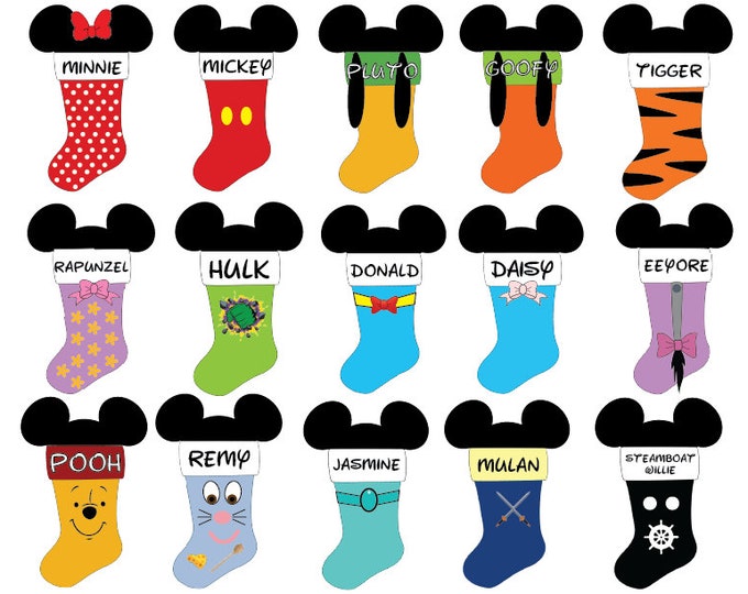 CHRISTMAS STOCKINGS EMBROIDERED Personalized Disney Character Inspired ...