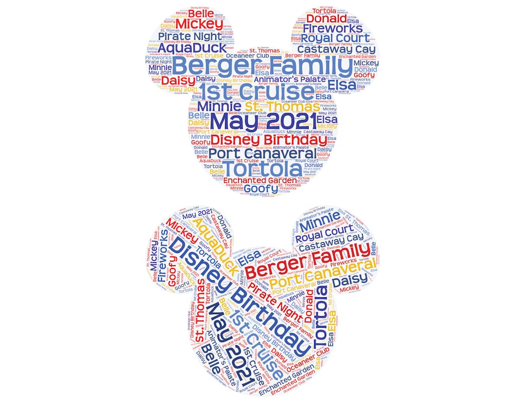 Word Cloud Personalized Disney Cruise Magnet 10"x8" - Etsy