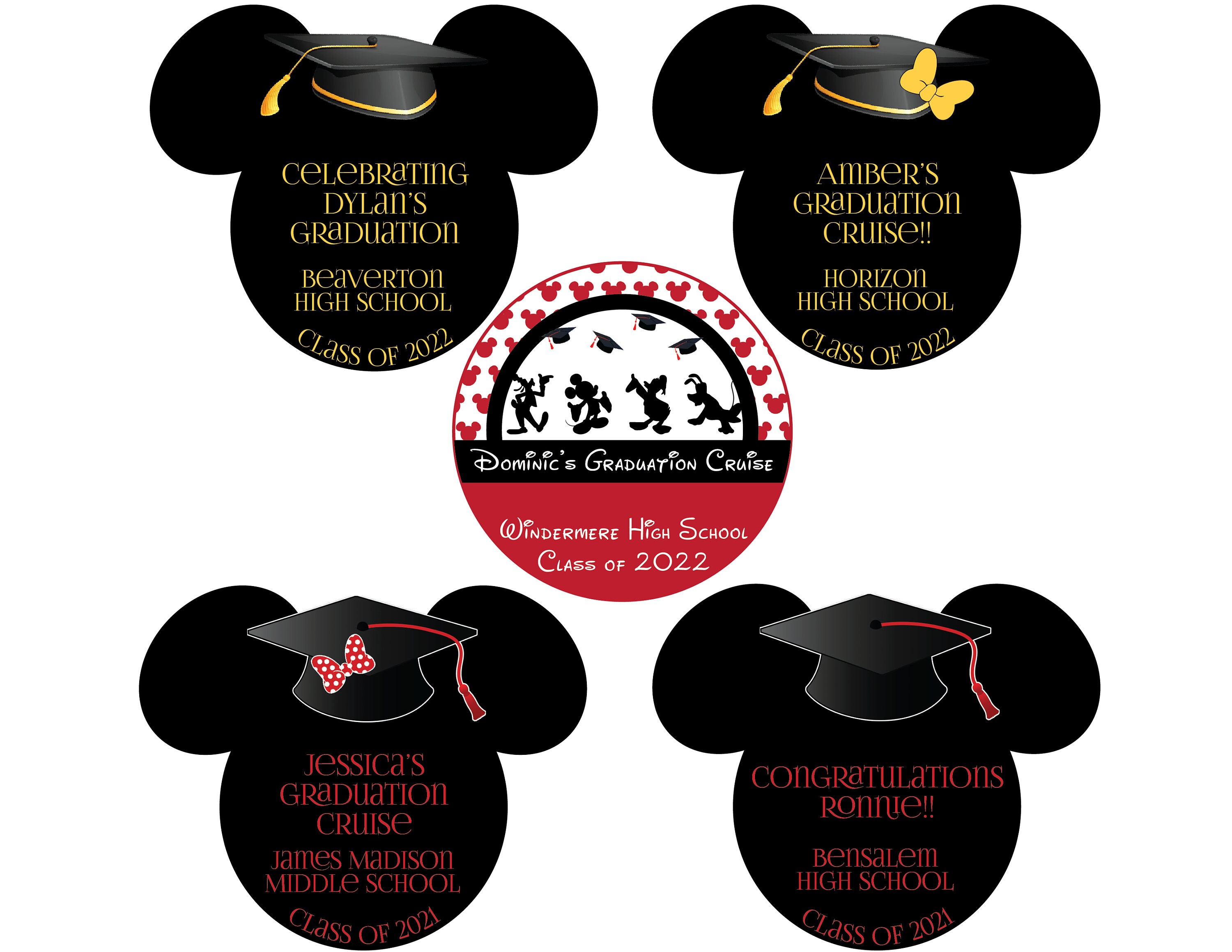 Disney Mickey Minnie Goofy Donald Pluto Graduation Cap - Etsy