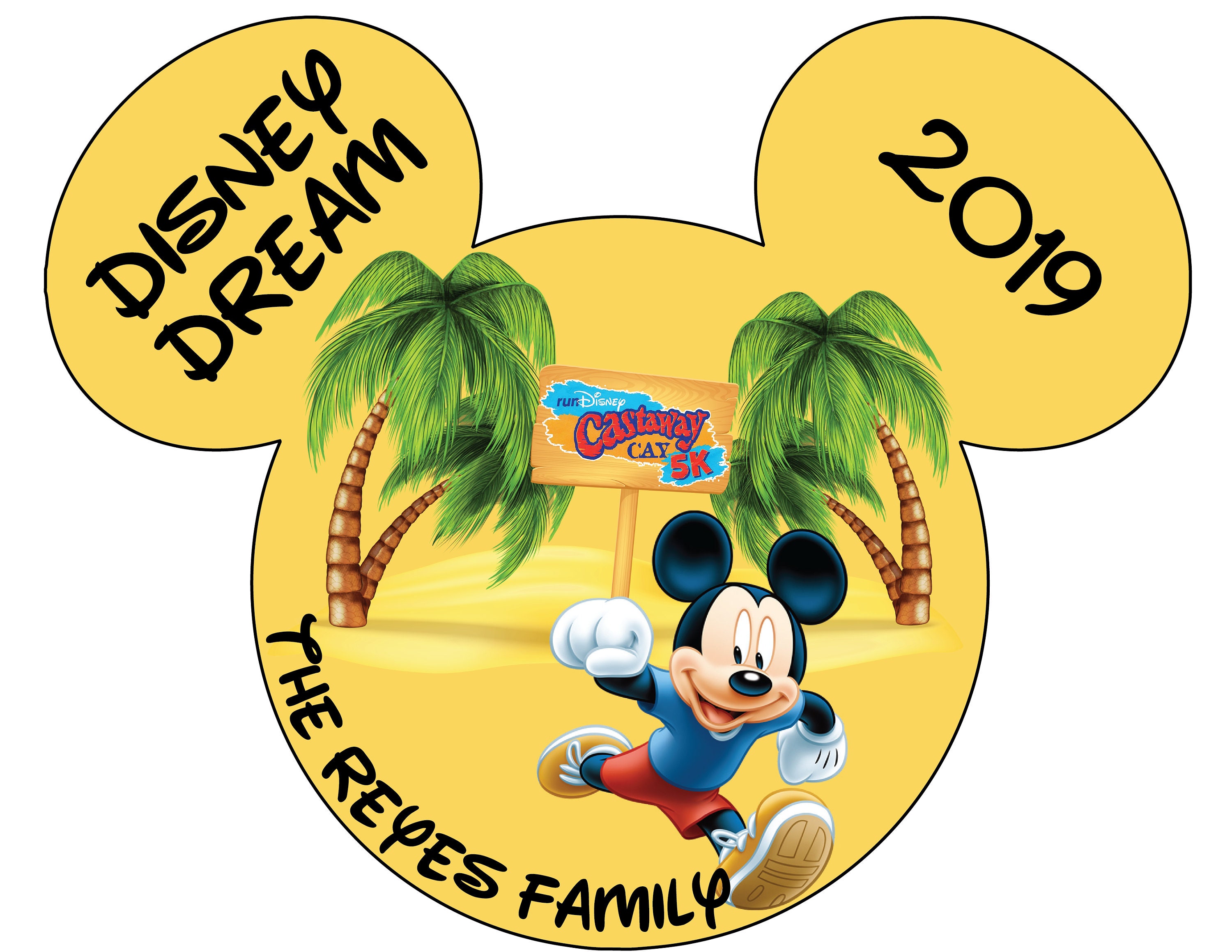 Castaway Cay 5K Mickey Mouse or Minnie Mouse Yellow Background - Etsy