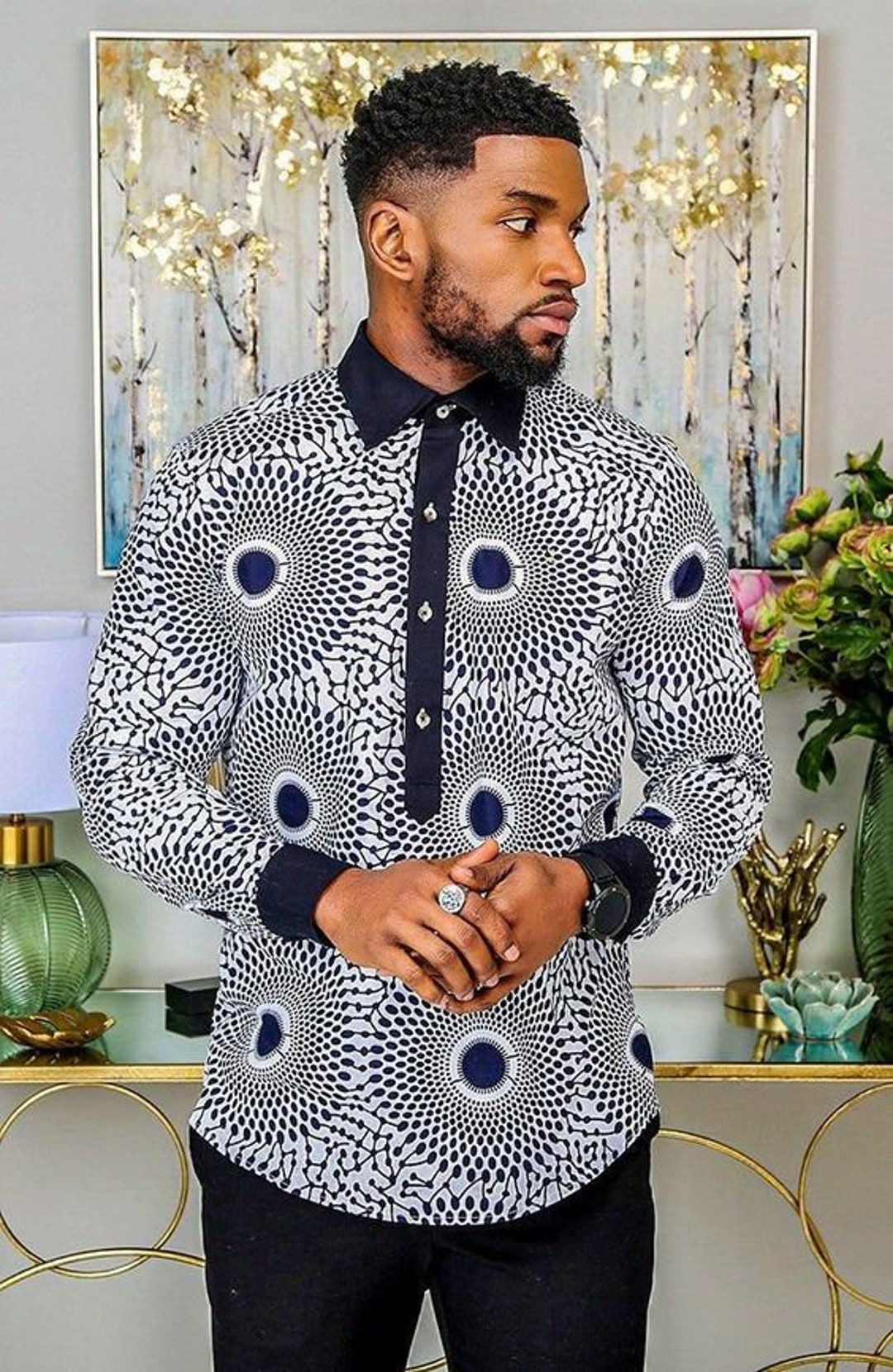 African Print Men's Wear/ African Native Attire/ African Print Shirt ...