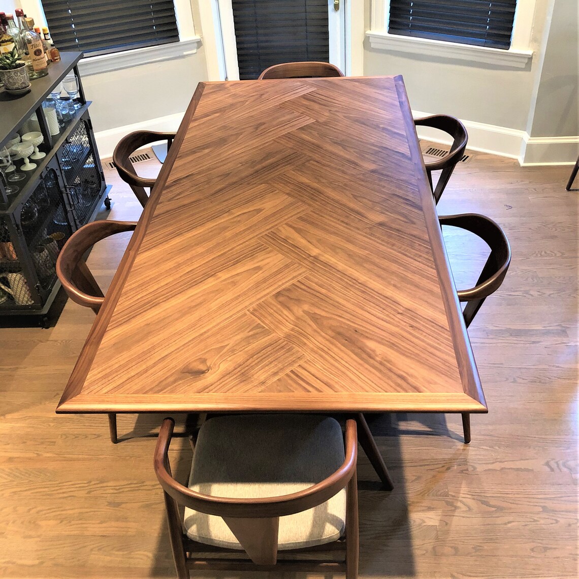Herringbone Walnut Dining Table - Etsy