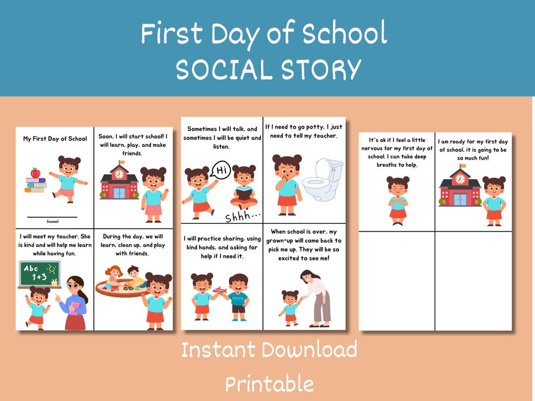 First Day of School Social Story: Visual Guide for Girls (PDF Download ...
