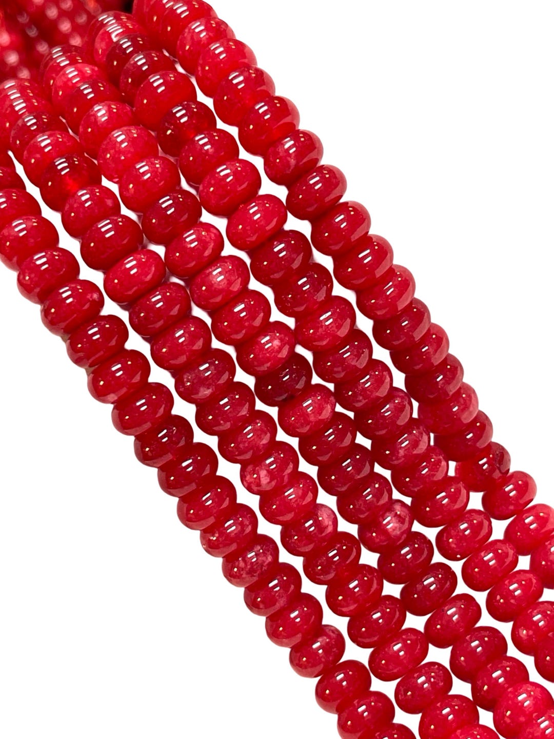 8mm Red - Orange Vermilian Quartz Gemstone Smooth Rondelle Shape Beads ...