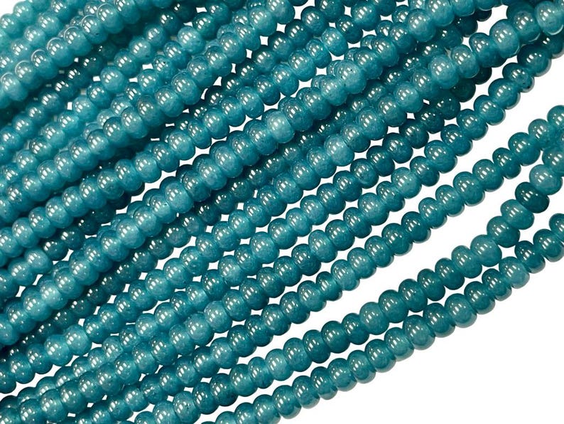 6mm Teal Blue Quartz Beads Smooth Rondelle Shape 15.5” Strand | Dyed ...
