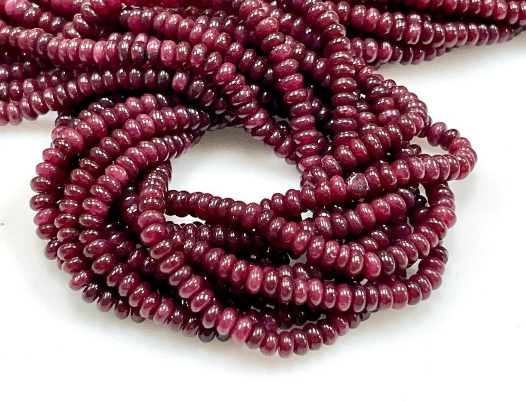 4x2 Ruby Jade Gemstone Rondelle Heishi Disc Shape Beads Strands Full 16 ...