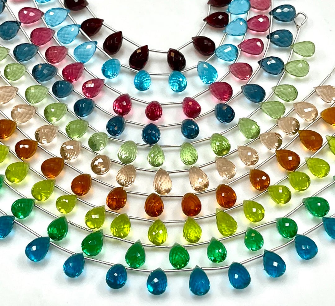 12x8mm Multi Color Hydro Quartz Gemstone Micro Faceted Teardrop ...