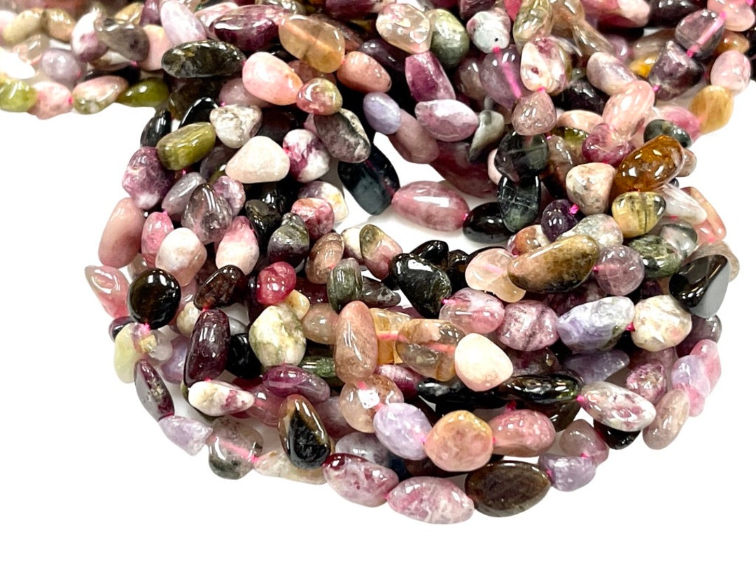 16" Long Multi Color Tourmaline Natural Gemstone Smooth Freeform ...