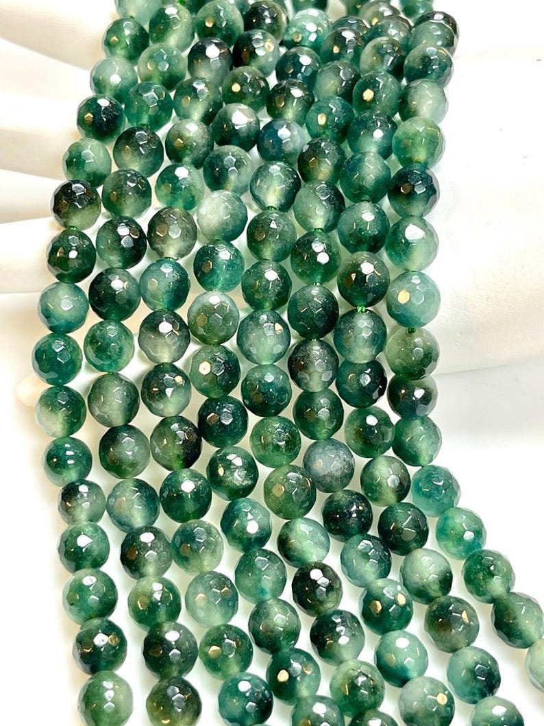 6mm 8mm Green Fire Agate Gemstone Beads, Genuine Fire Agate Round Shape ...