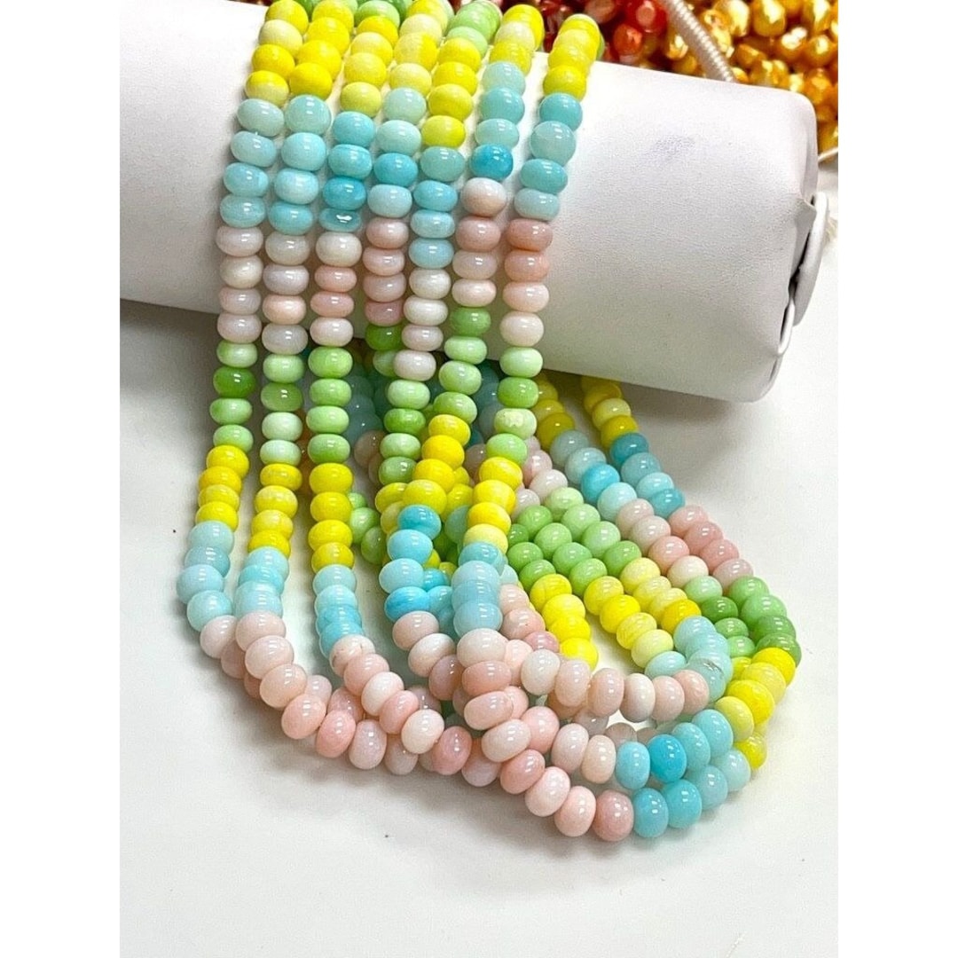 Beautiful Multi Color Opal Smooth Rondelle Beads, 10mm Multi Color ...