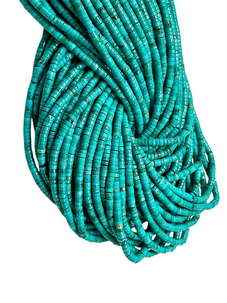 2x4mm Turquoise Heishi Tube Beads Strand, Blue Turquoise Disc Beads ...