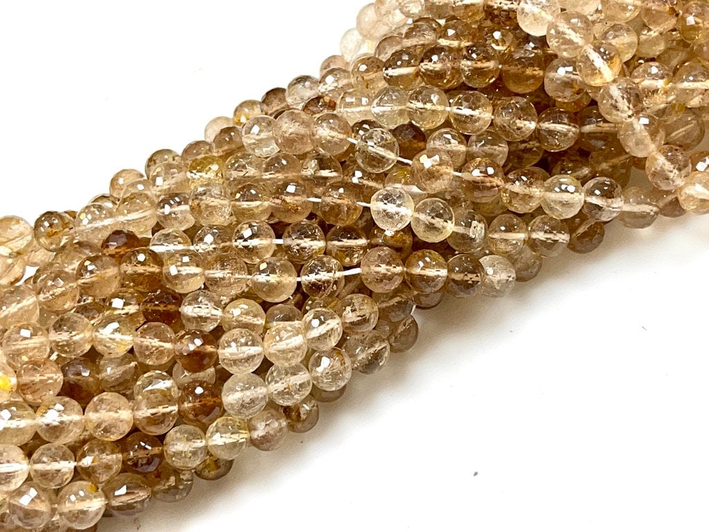 Imperial Topaz Gemstone Faceted Round Shape Beads 6mm Strand AAA ...