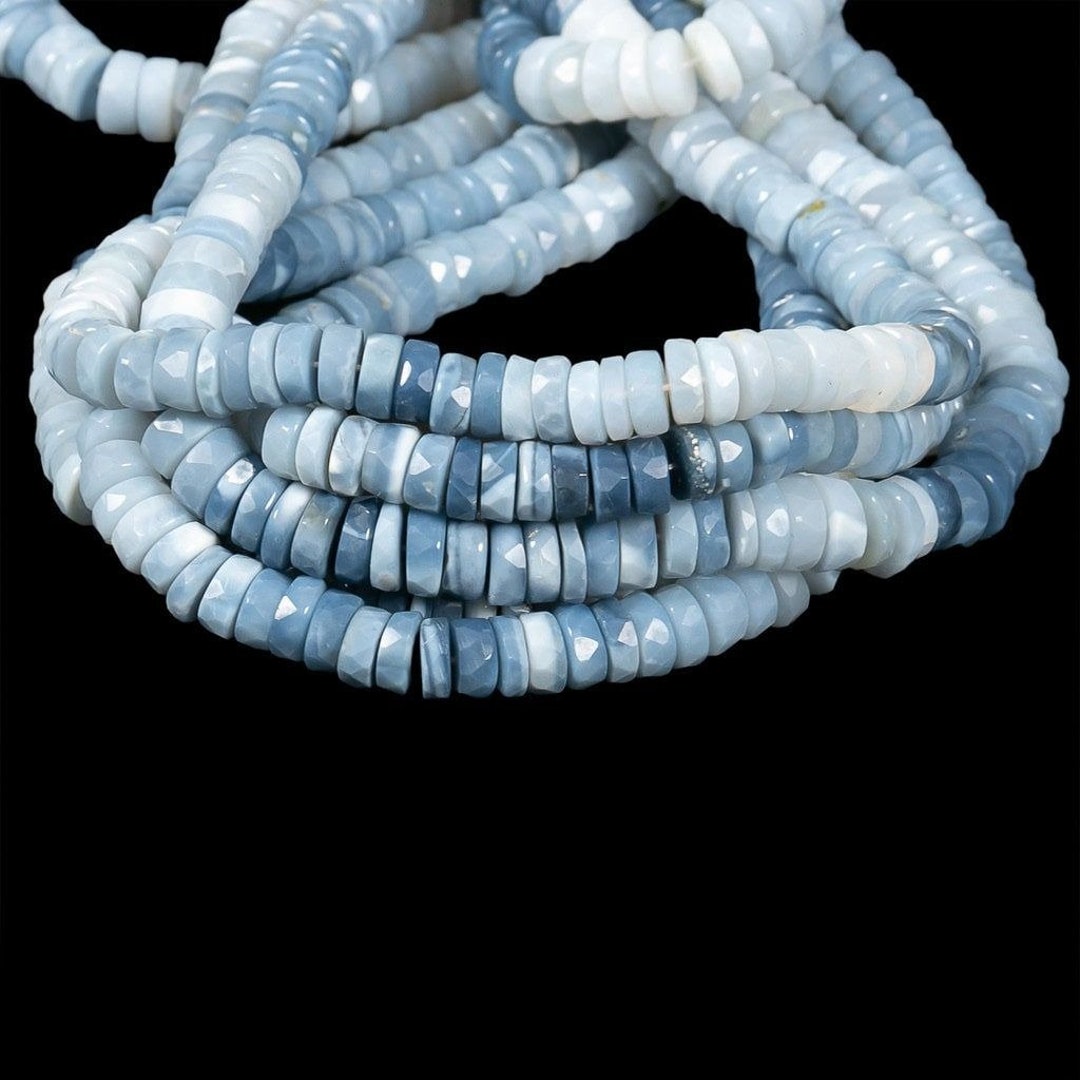 Blue Shaded Opal Natural Gemstone Faceted Heishi Disc Beads, Tyre Shape ...