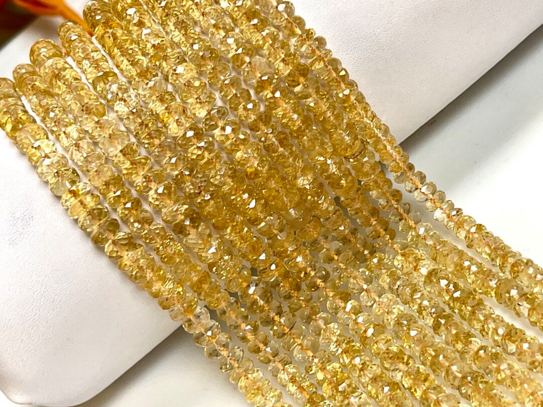 6mm Citrine Natural Gemstone Faceted Rondelle Shape Beads Strands For