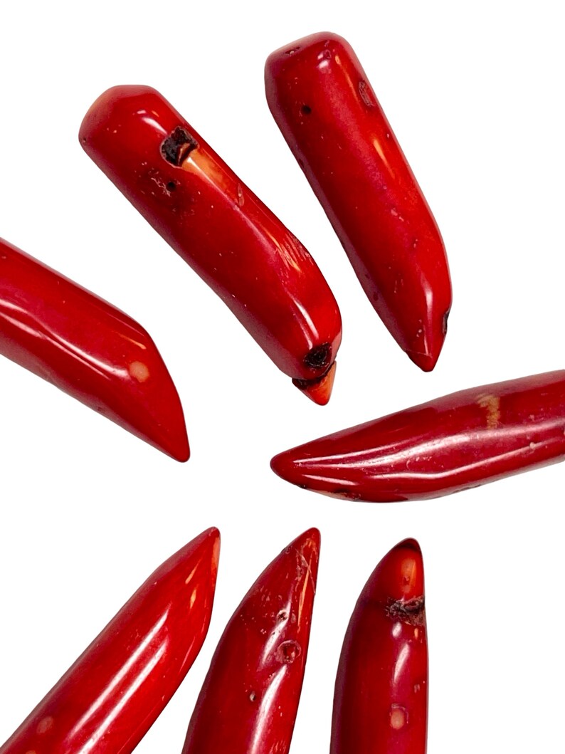 Natural Red Coral Bead 50mm Long X 12mm Wide Stick Shape Bead Polished ...