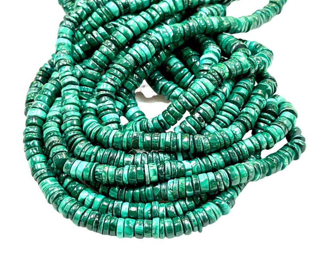 Natural Malachite Gemstone Heishi Disc Shape Beads 6mm Strand AAA ...