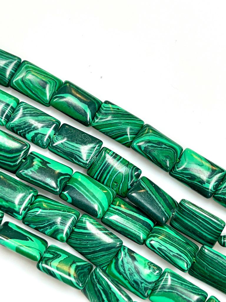14x10mm Malachite Gemstone Rectangle Shape Handmade Beads 16" Strands ...