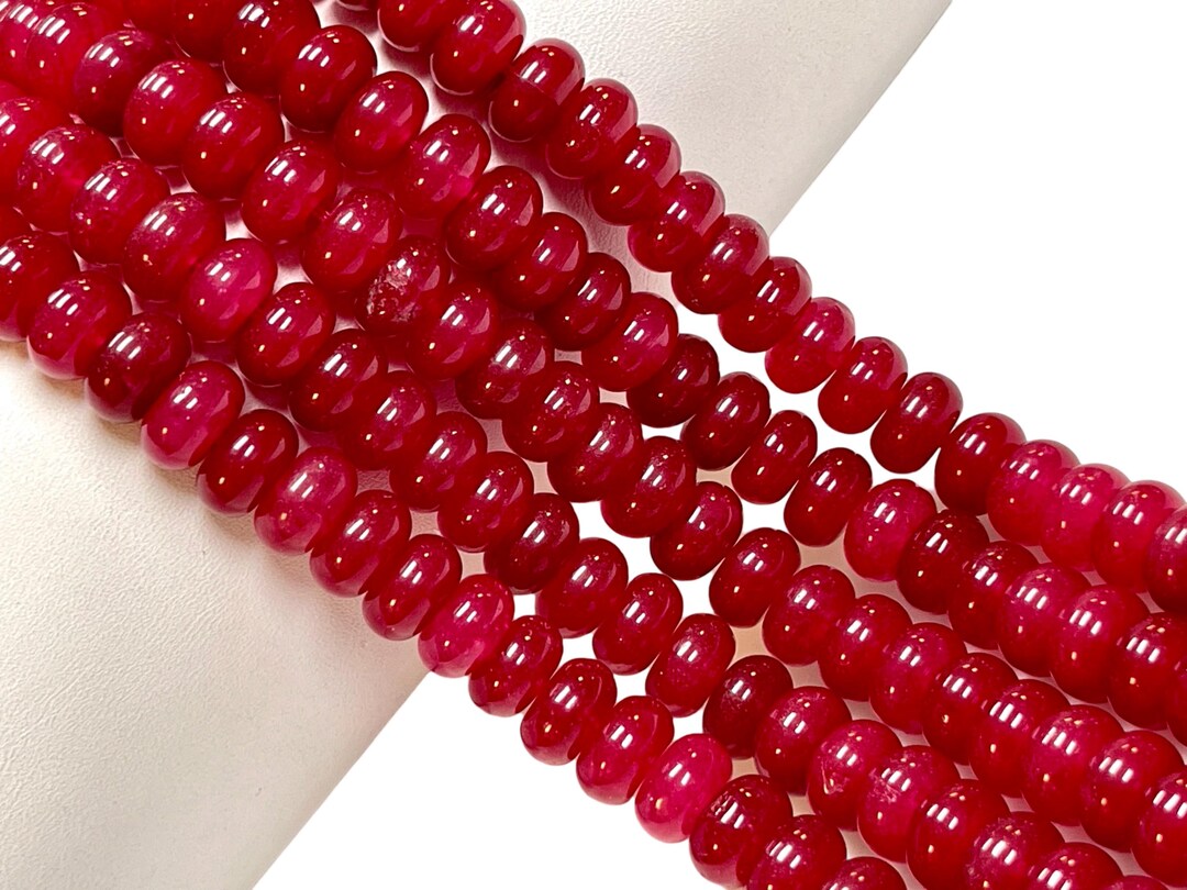 10mm Ruby Red Quartz Gemstone Smooth Rondelle Shape Beads 16" Strands ...