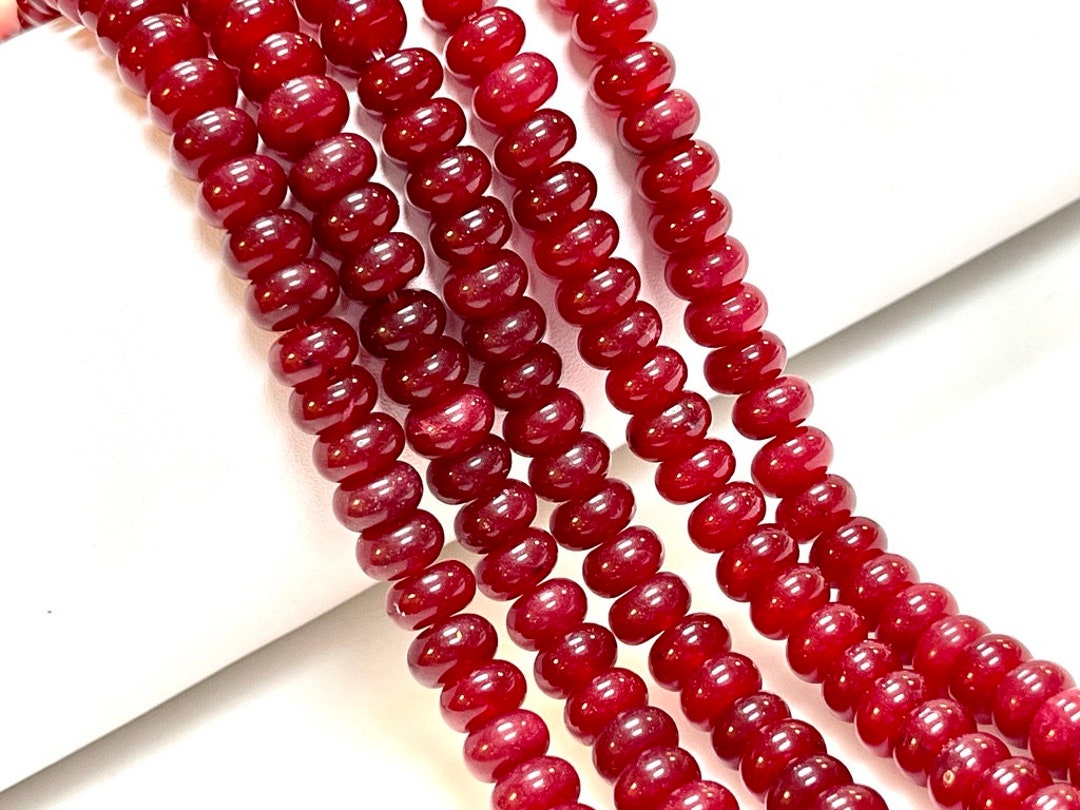 8mm Ruby Red Quartz Gemstone Smooth Rondelle Shape Beads 16" Strands ...