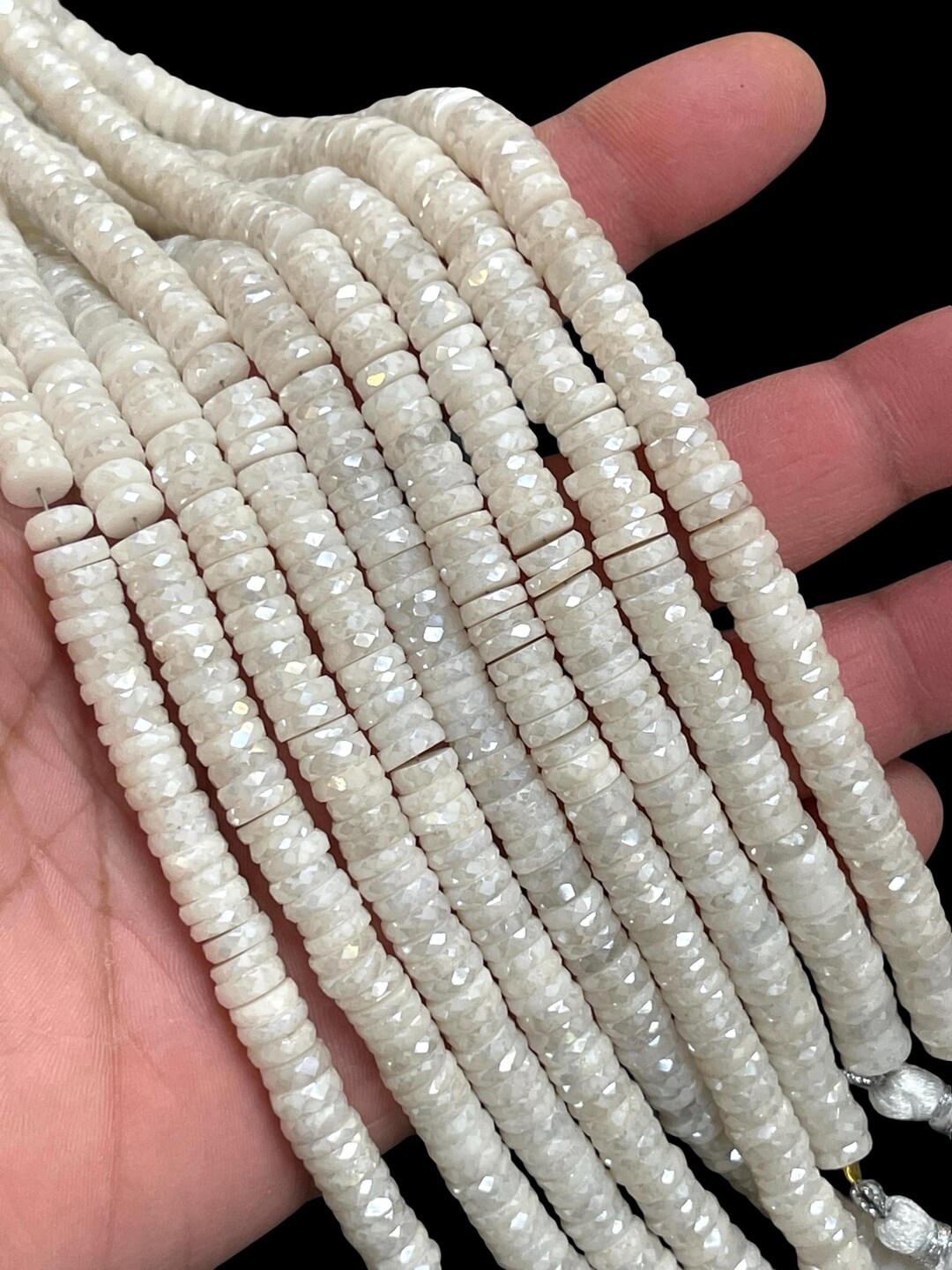 Silverite Natural Gemstone Faceted Heishi Disc Shape, Tyre Shape Beads ...