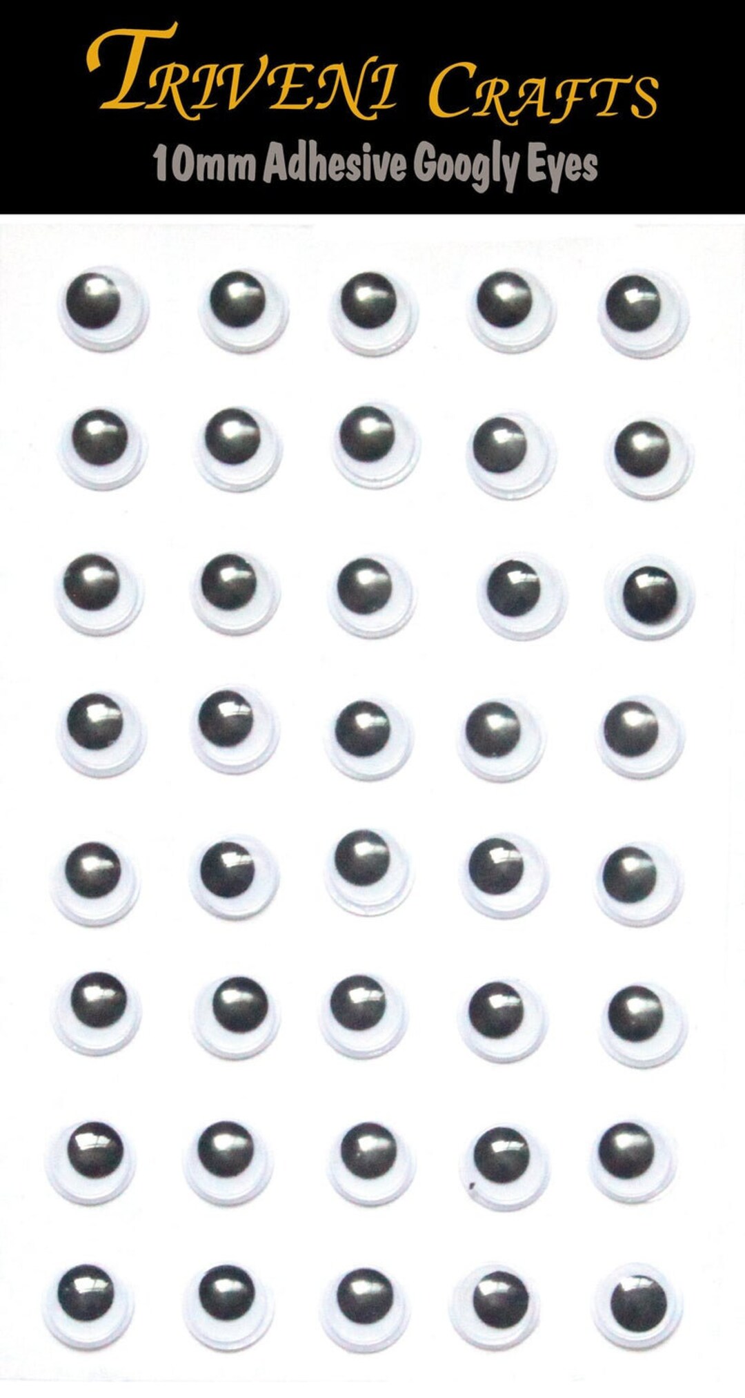 3 Sheet - Adhesive Rhinestone Googly Eyes Stickers, Adhesive Multi Size ...