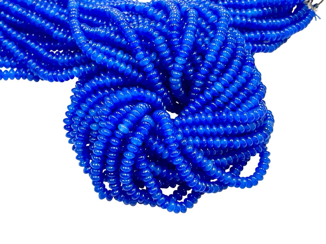 4mm Royal Blue Quartz Gemstone Smooth Rondelle Beads 16" Strands AAA ...