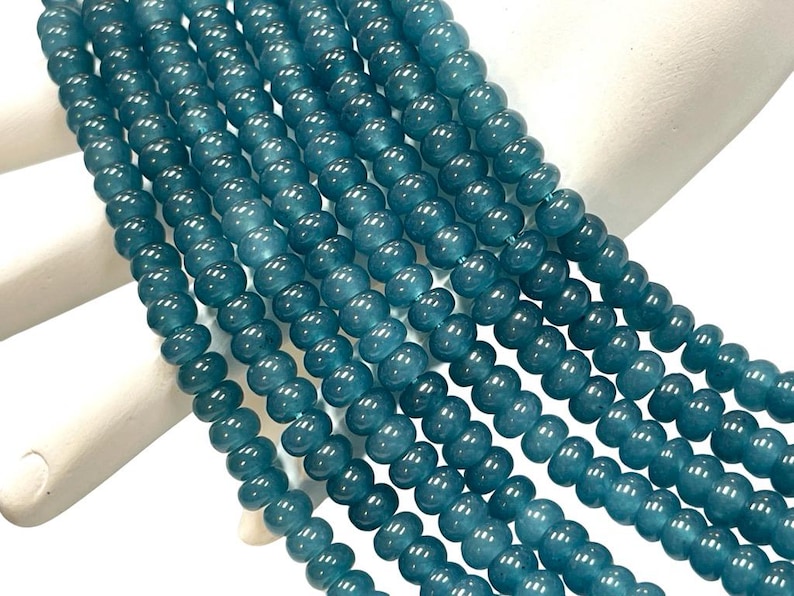 6mm Teal Blue Quartz Beads Smooth Rondelle Shape 15.5” Strand | Dyed ...