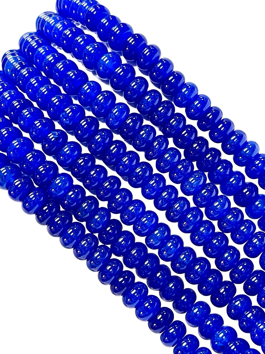 Cobalt Blue Quartz Beads 8mm Smooth Rondelle, Royal Blue Quartz ...