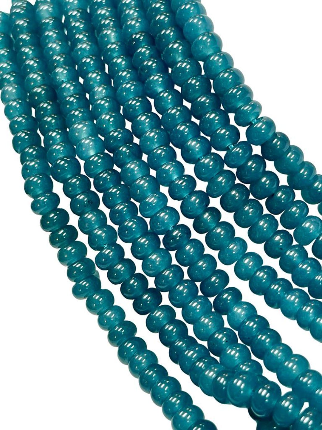 6mm Teal Blue Quartz Beads Smooth Rondelle Shape 15.5” Strand | Dyed ...