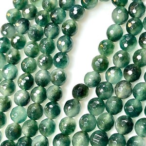 6mm 8mm Green Fire Agate Gemstone Beads, Genuine Fire Agate Round Shape ...