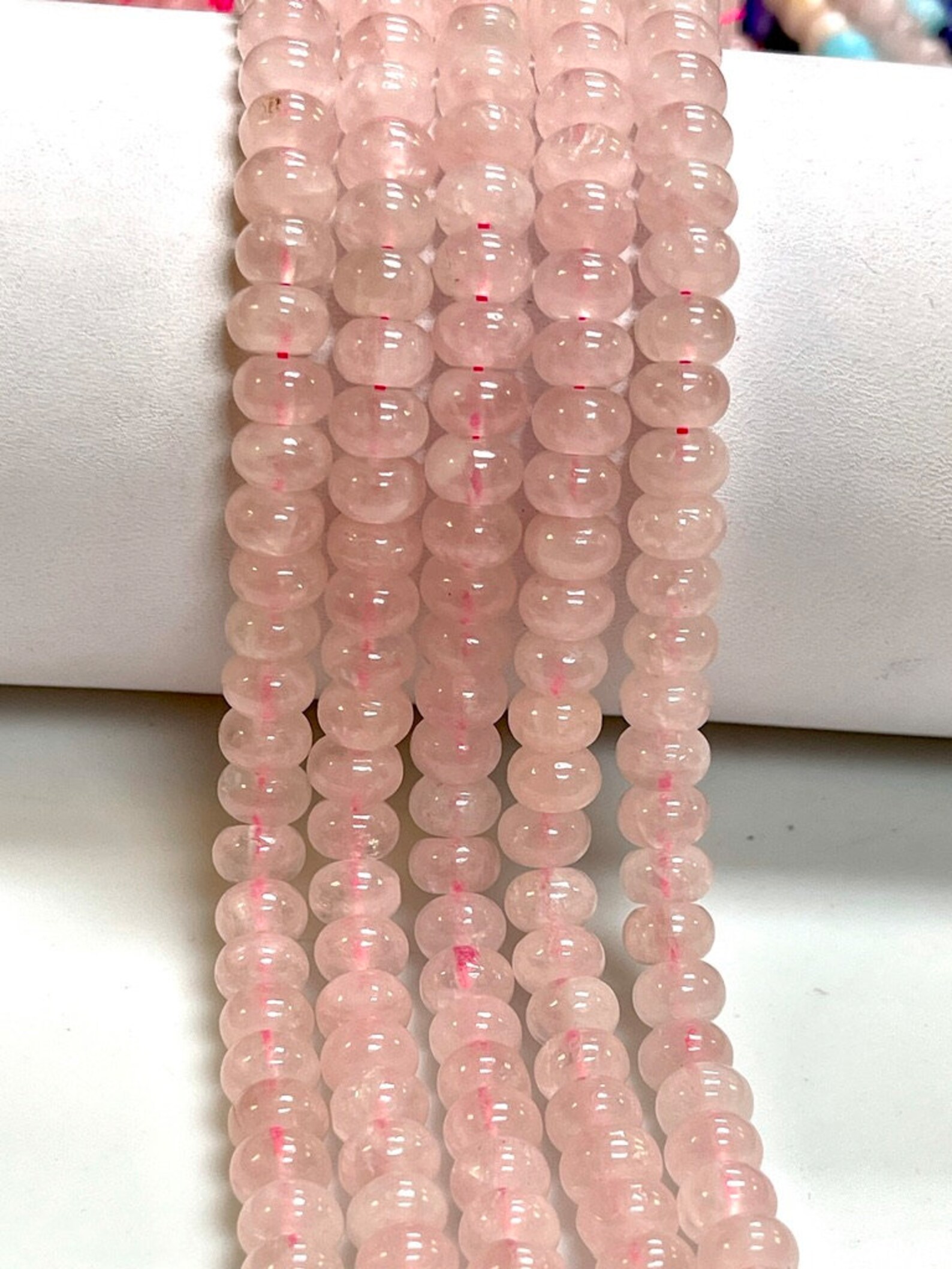 Rose Quartz Natural Gemstone Smooth Rondelle Shape Beads 8mm Healing ...