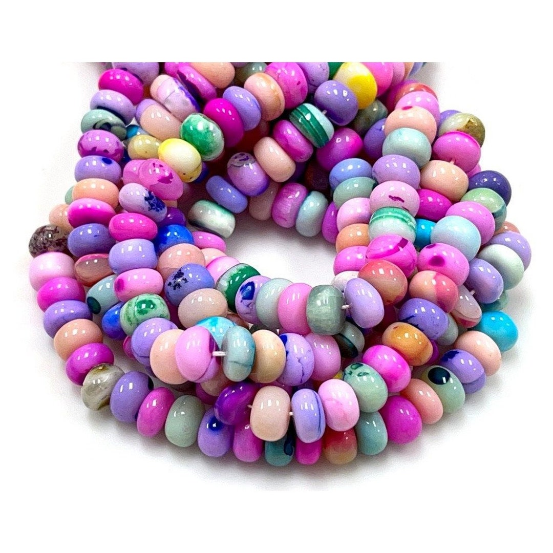 Beautiful Rainbow Color Shaded Opal Smooth Rondelle Shape Beads, 8-9mm ...