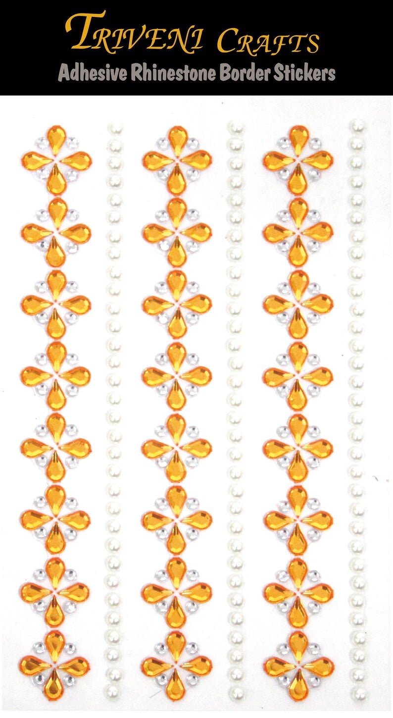 3 Sheet Rhinestone Borders Stickers, Adhesive 6 Rolls Rhinestone ...