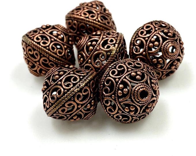 Copper Bali Beads, Solid Copper Beads, Copper Spacer Beads, Oxidized ...