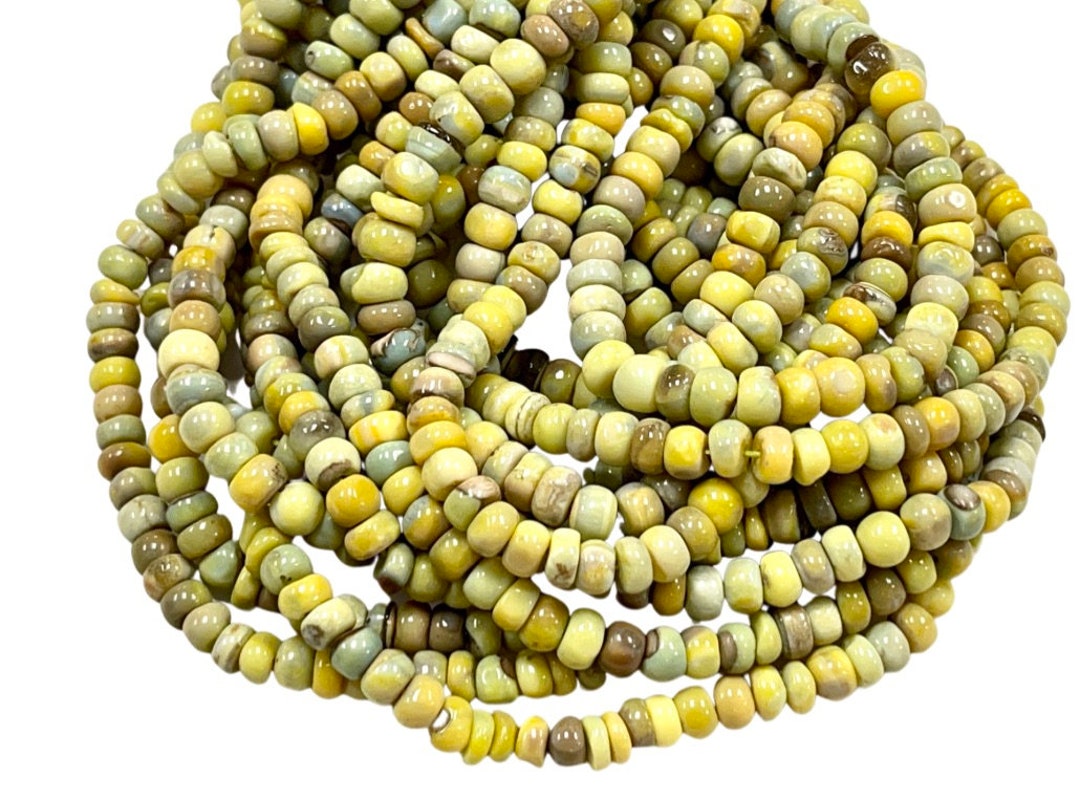 6mm Shaded Yellow Mustard Opal Natural Gemstone Rondelle Shape Beads 16 ...