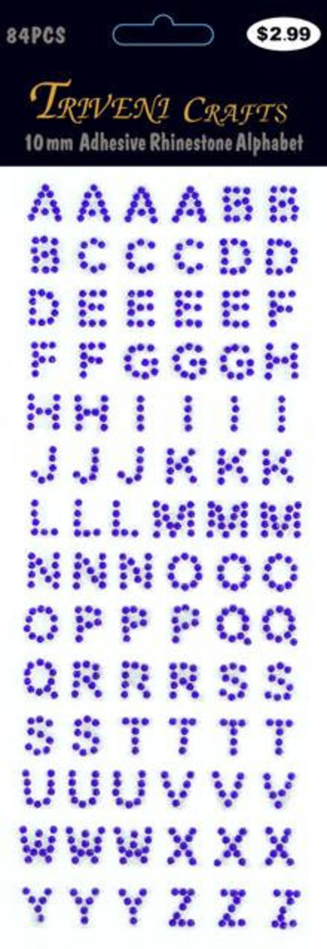 3 Sheets Rhinestone Amethyst A-Z Letters Alphabet 10mm Self Adhesive ...