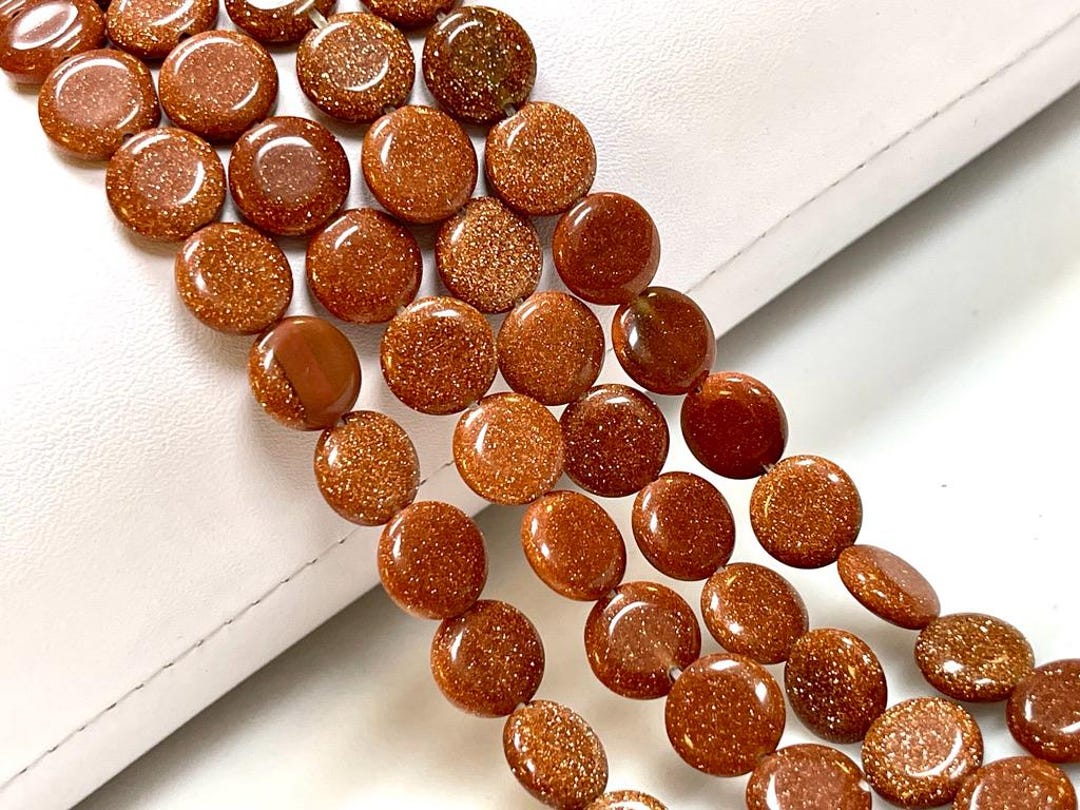 Stunning 8mm Red Goldstone Gemstone Coin Shape Beads Strands for DIY ...