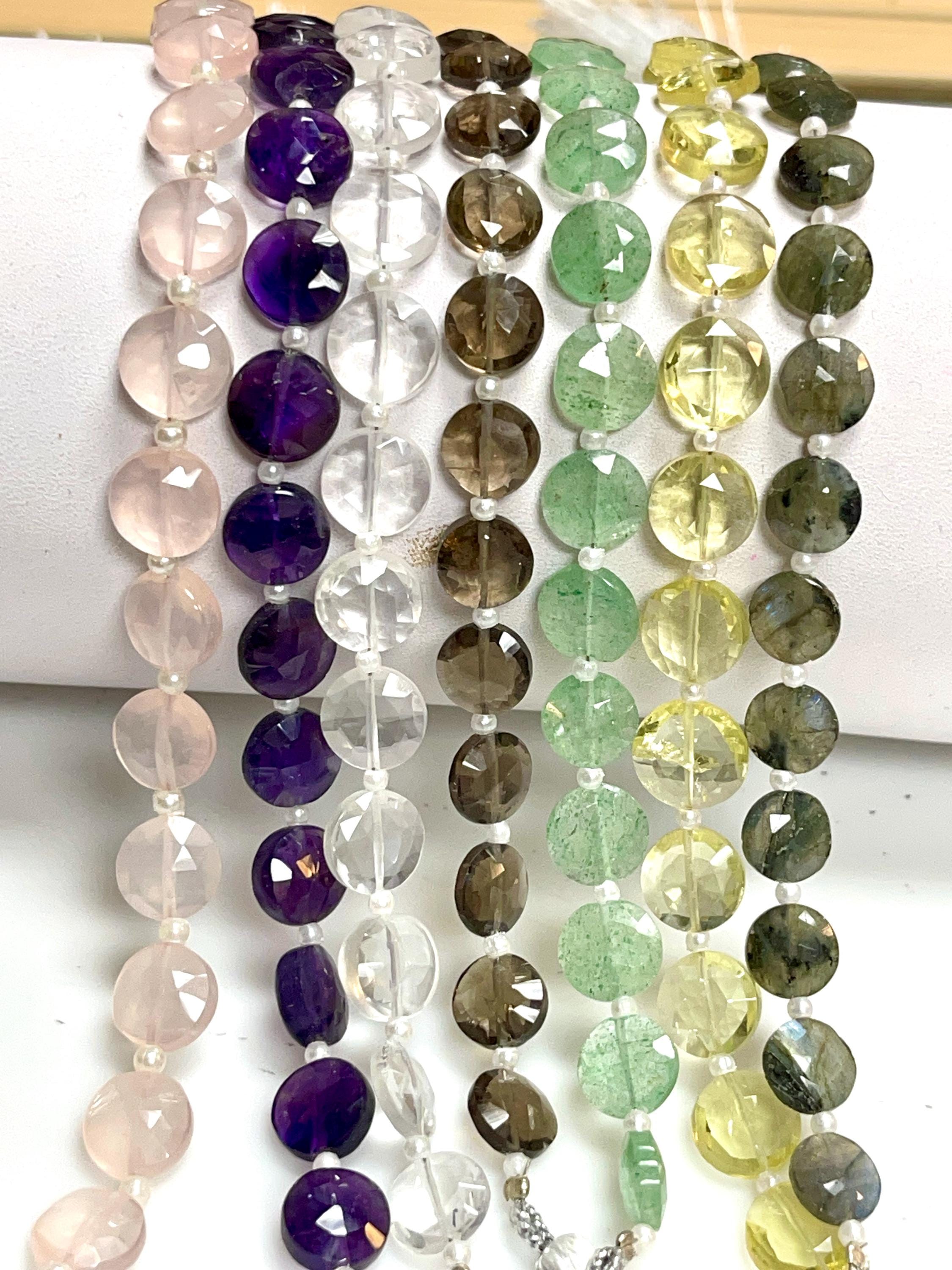 AAA Natural Gemstone Micro Faceted Handmade Coin Shape Beads Strand ...
