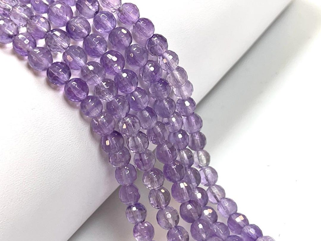 16" Long Amethyst Natural Gemstone Faceted Round Beads Strand Size 6mm ...
