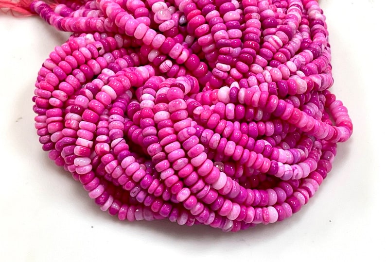 6-7mm Hot Pink Opal Natural Gemstone Rondelle Shape Beads Strand Real ...