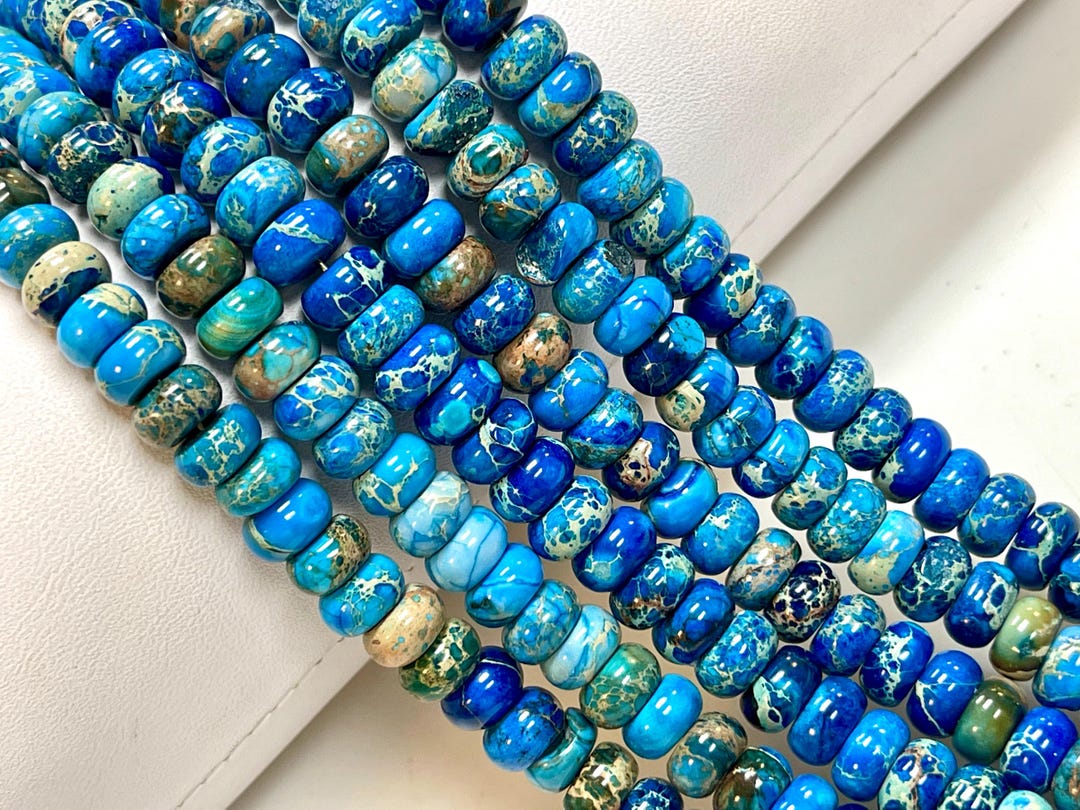 8mm Blue Impression Jasper Sea Sediment Jasper Rondelle Beads Strands ...