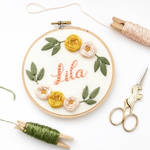 Custom Name Hand Embroidery Hoop | Etsy