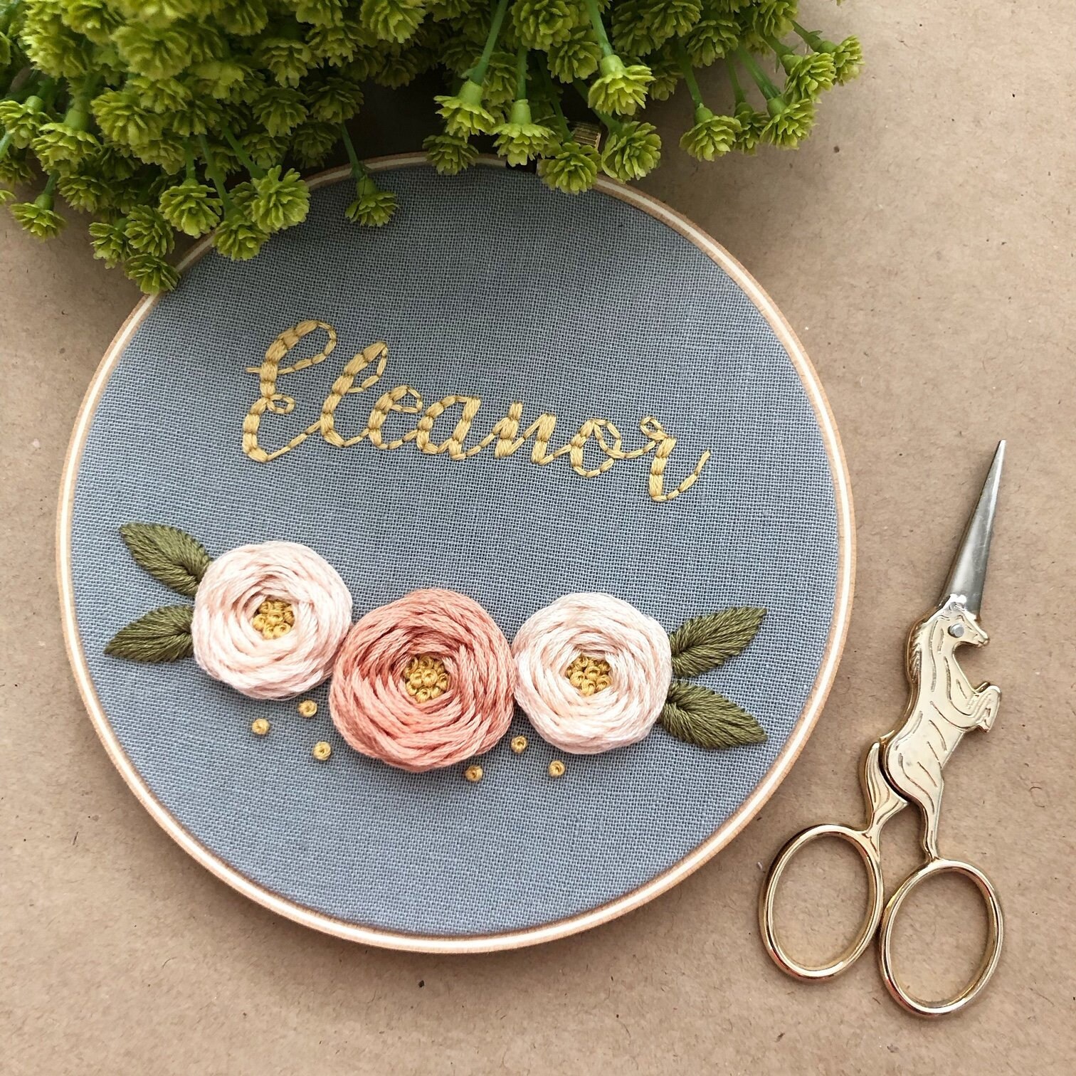 MODERN EMBROIDERY HOOP gold pink curse word bohemian Decor Handmade Art ...