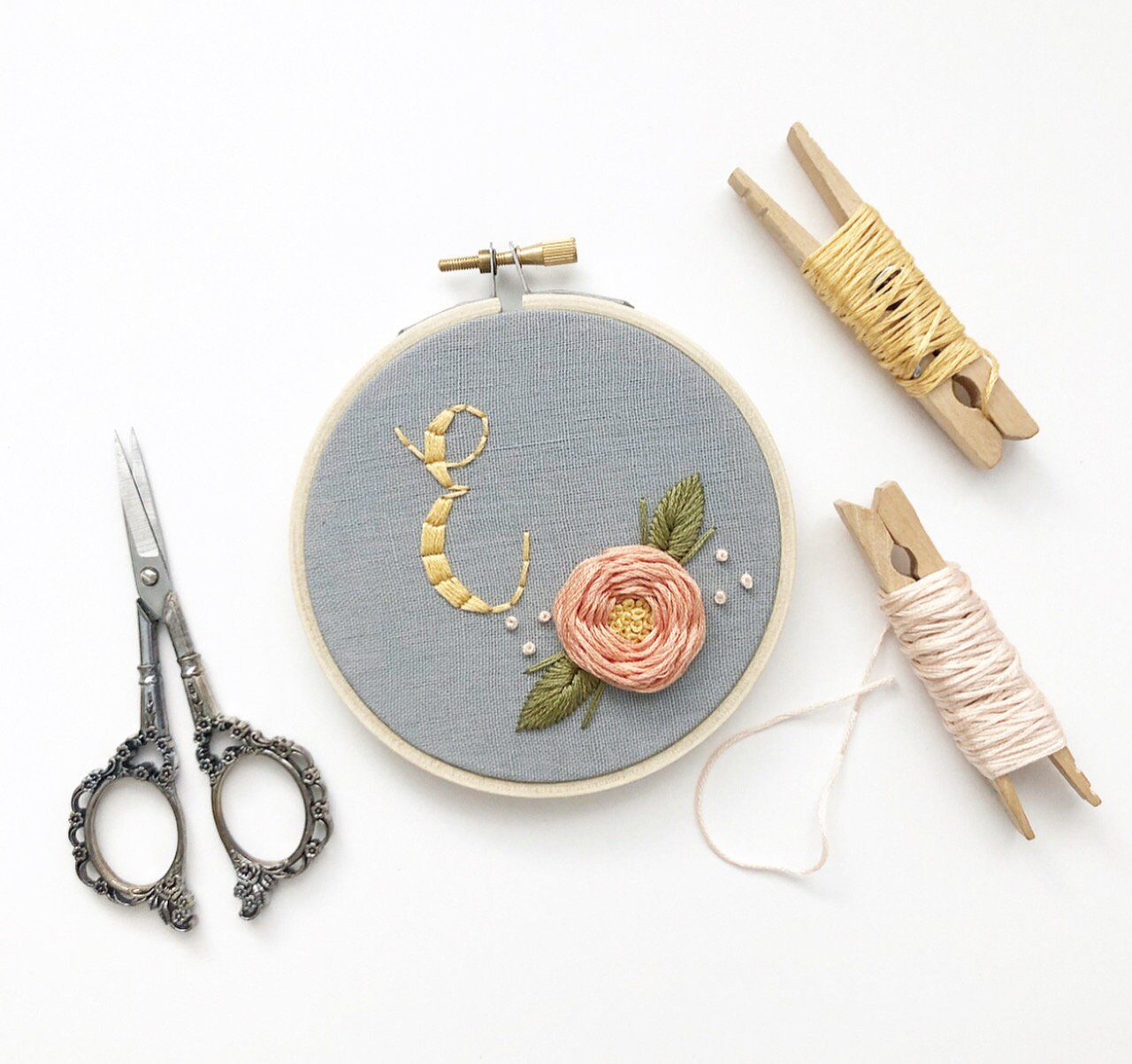 Initial Embroidery Art Nursery Embroidery Hoop Art Hand | Etsy