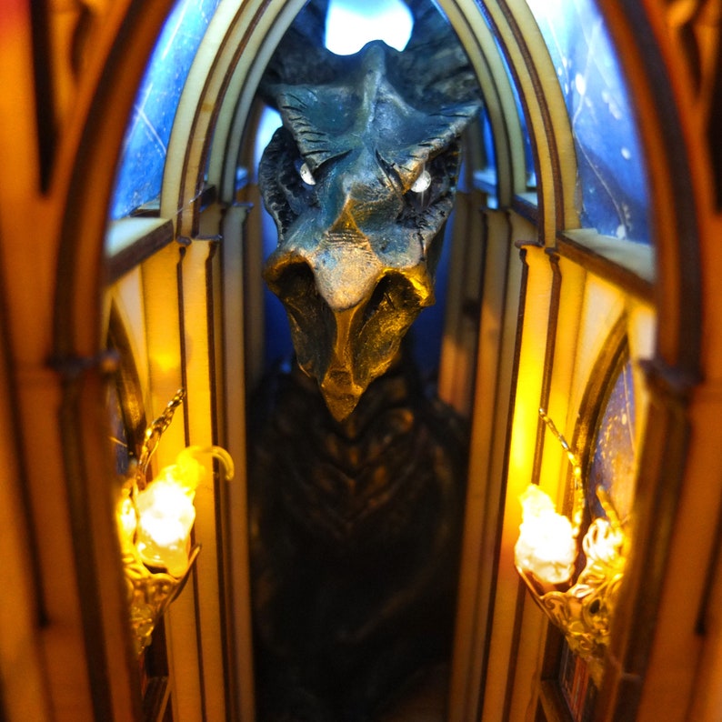 Dragon in a Library Diorama Bookshelf Insert | Etsy